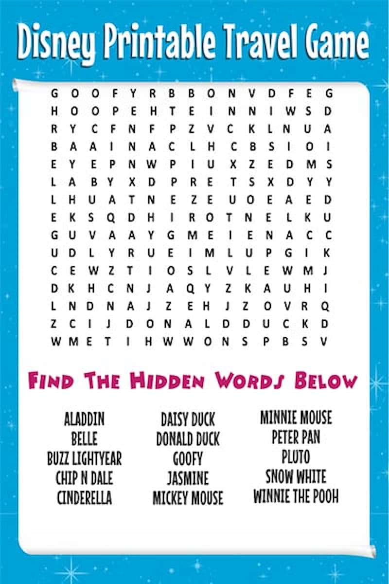 Printable Disney Word Search Puzzles Printable Word Search Puzzles