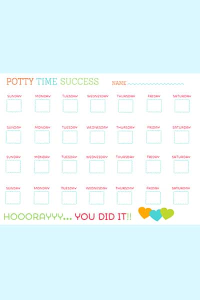 Blank Potty Chart Printable Potty Chart Potty Training Chart For ...