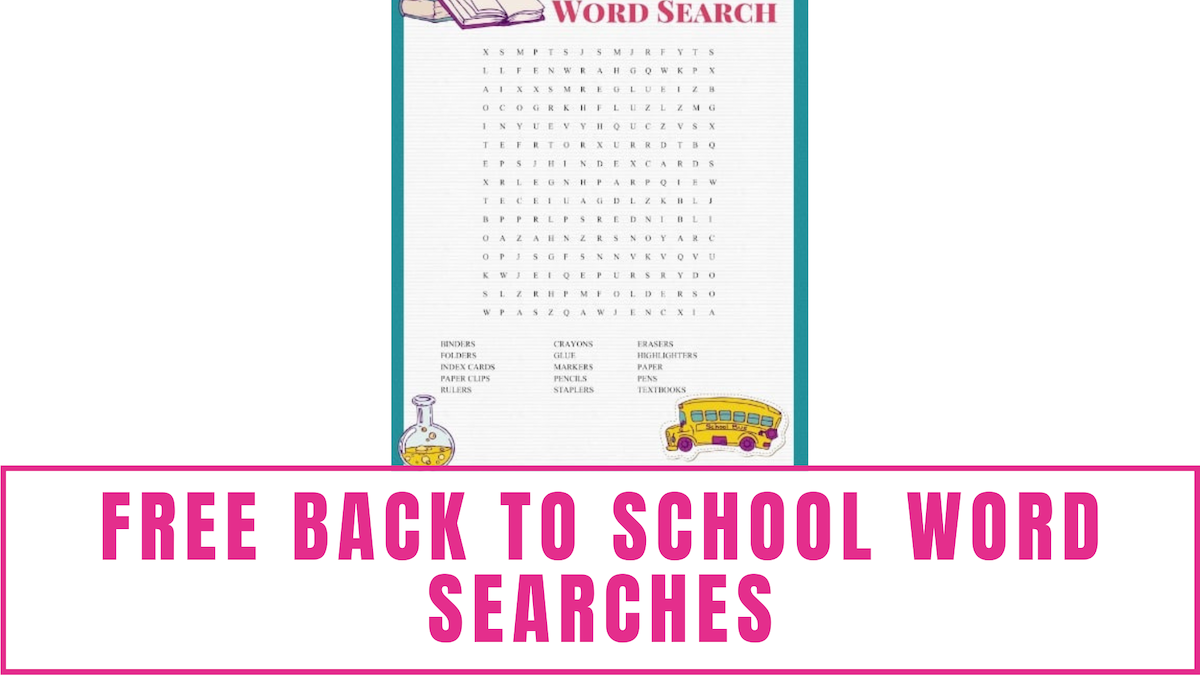 Free Back to School Word Searches