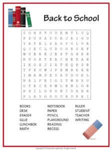 Free Back to School Word Searches