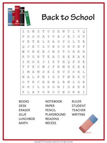 Free Back to School Word Searches