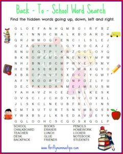 Free Back to School Word Searches
