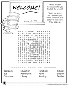Free Back to School Word Searches
