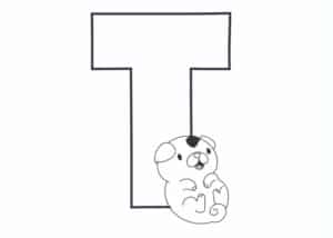 Printable Bubble Letters: Cat and Dog Letter T