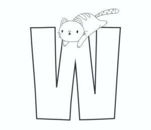 Printable Bubble Letters: Cat and Dog Letter W