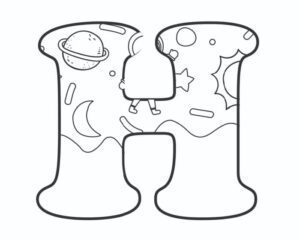 Printable Bubble Letters: Outer Space Letter H