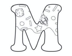 Printable Bubble Letters: Outer Space Letter M