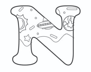 Printable Bubble Letters: Outer Space Letter N