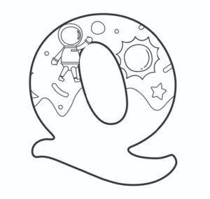Printable Bubble Letters: Outer Space Letter Q