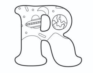 Printable Bubble Letters: Outer Space Letter R