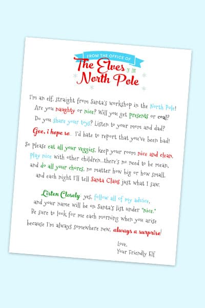 Printable Elf On The Shelf Letter Template Freebie Finding Mom