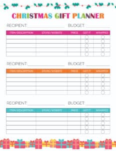 2 Printable Christmas Shopping Lists