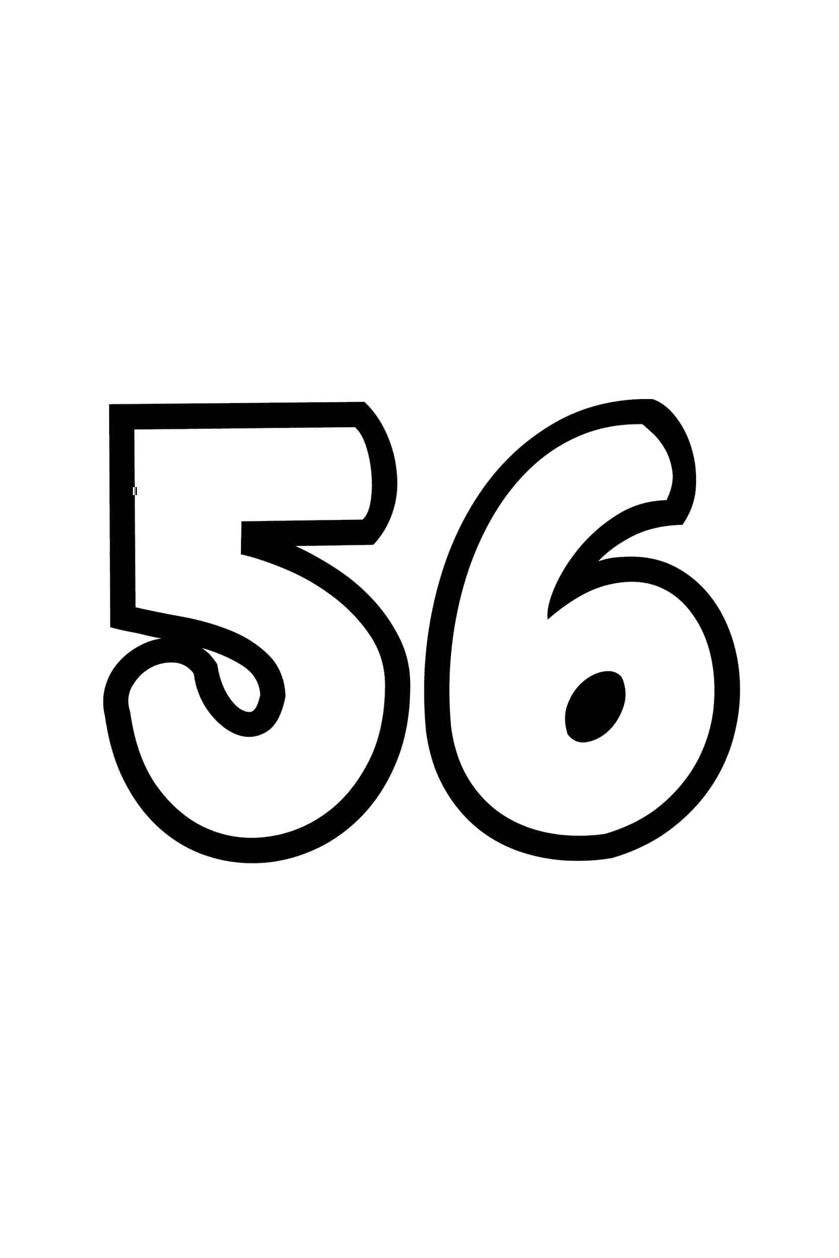 Free Printable Tracing Numbers: Bubble Number 56