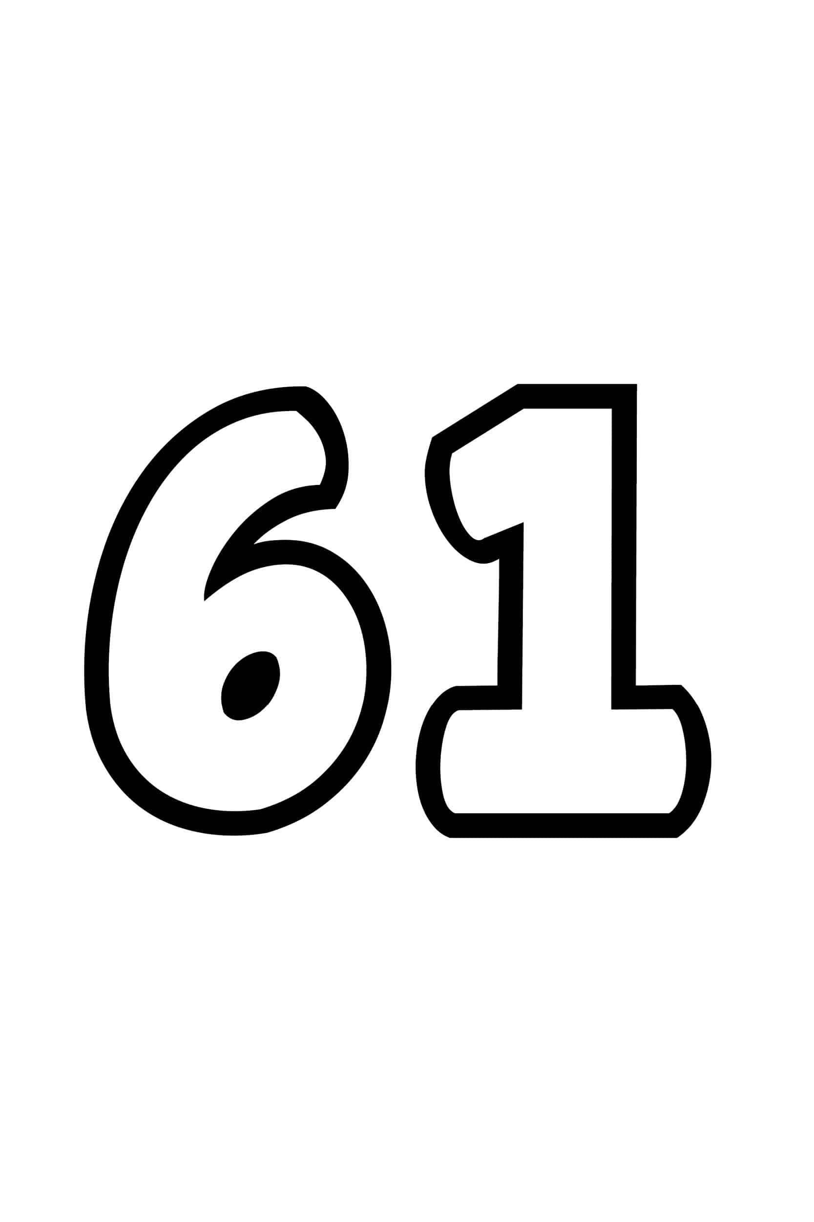 Free Printable Number Bubble Letters Bubble Number 61 Freebie