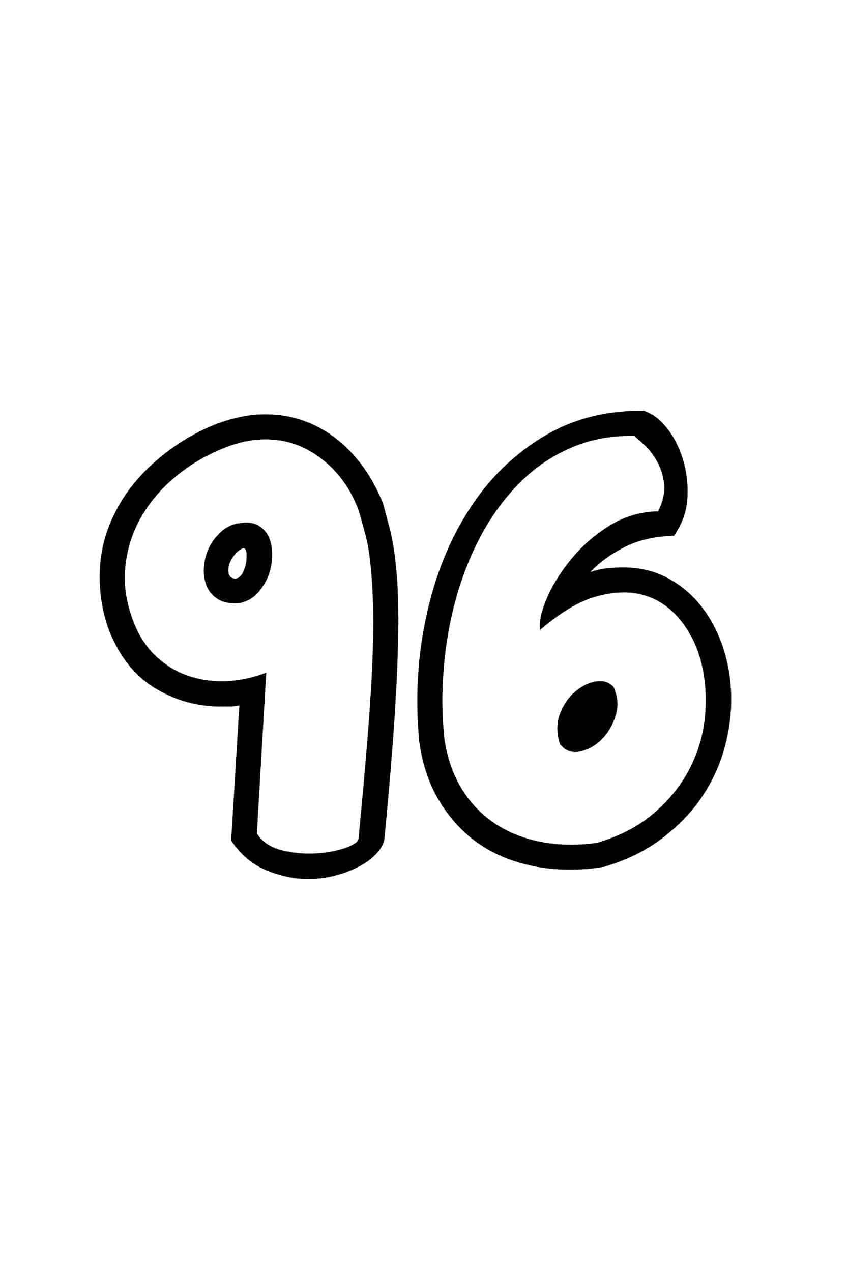 Number 96 Template Coloring Page Riset Number 96 Template Coloring Page Riset