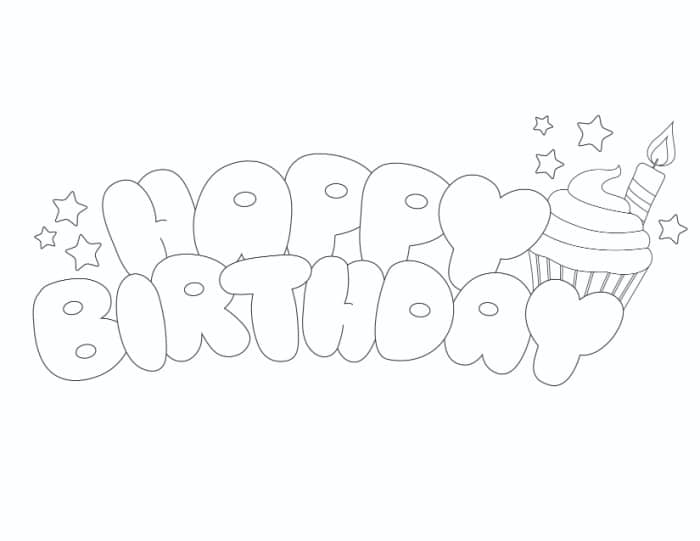 Printable Bubble Letter Happy Birthday Coloring Page Happy Birthday 