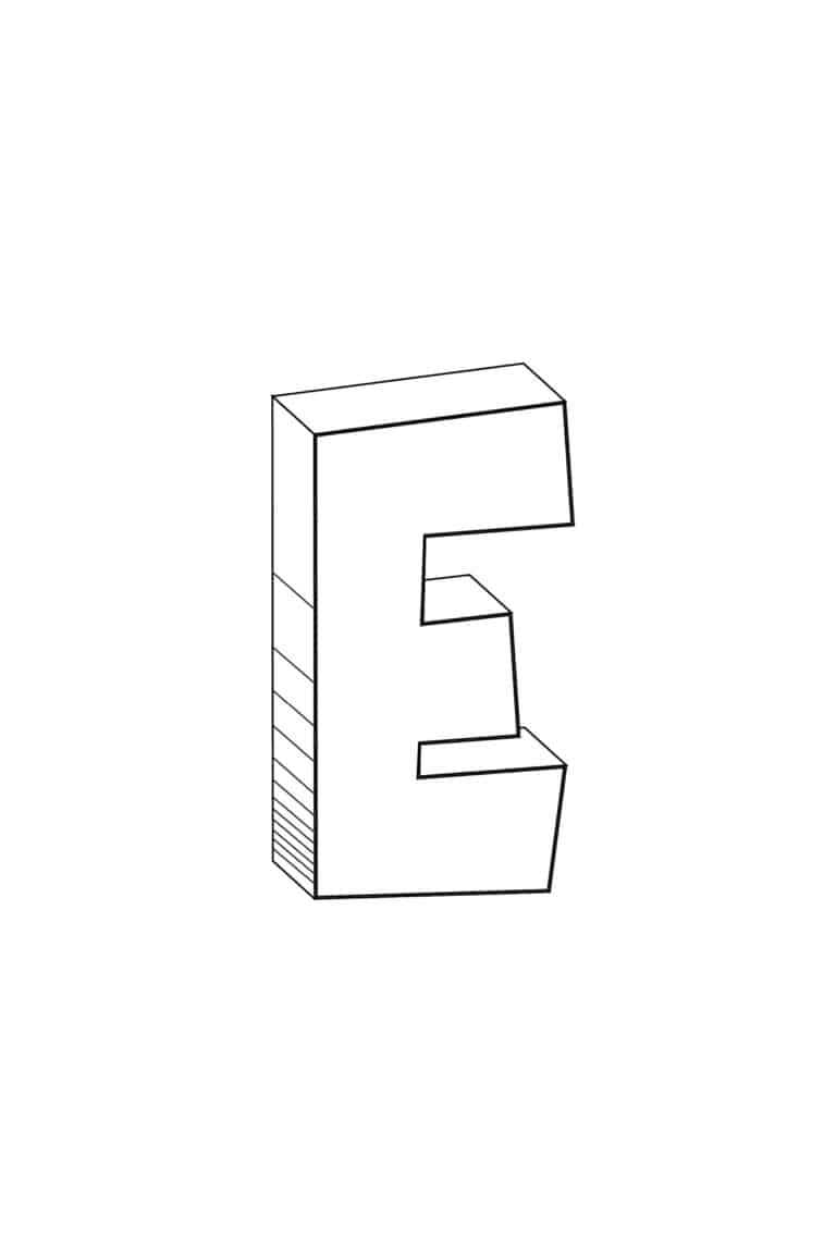 Printable Cursive Bubble Letter E