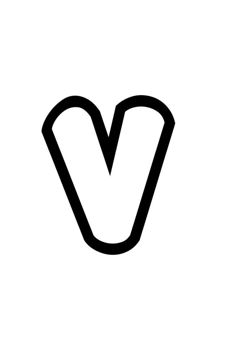Printable Cute Bubble Letter V