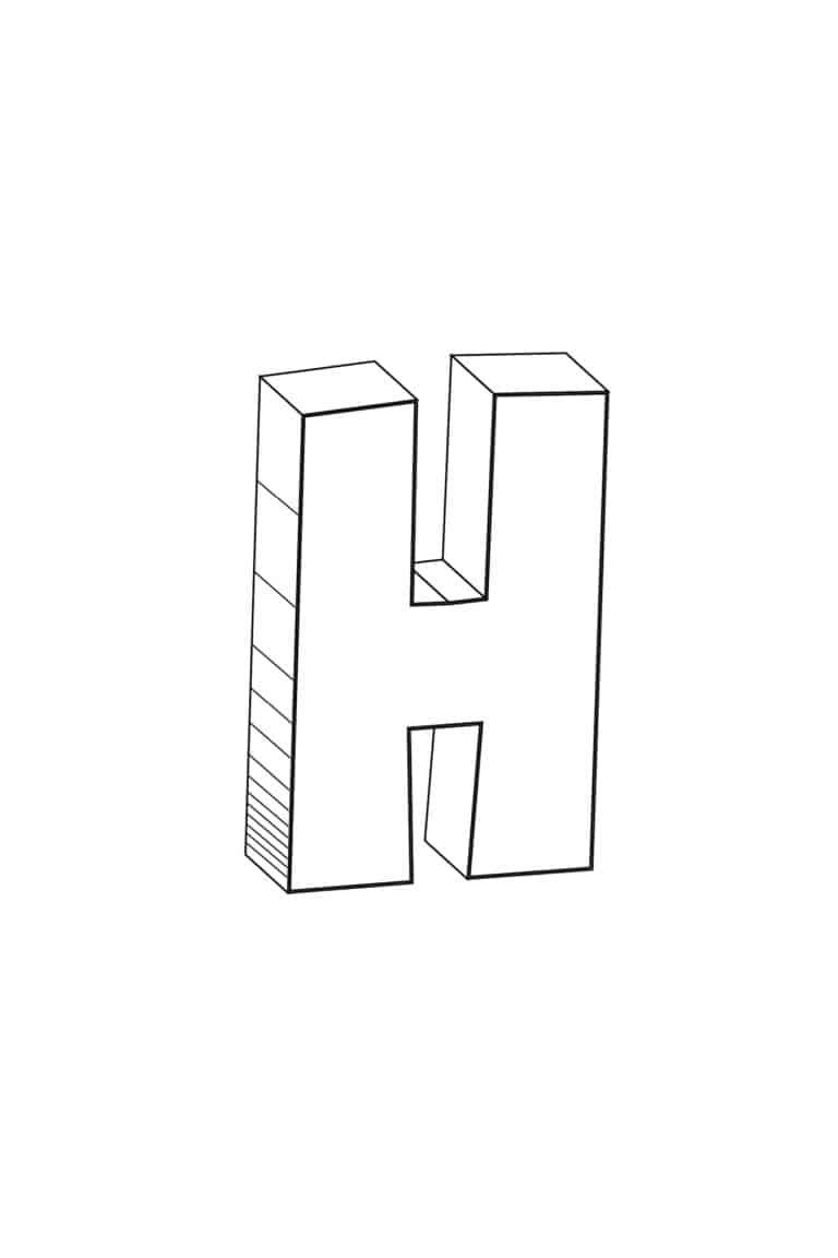 Printable Bubble Letters: Outer Space Letter H