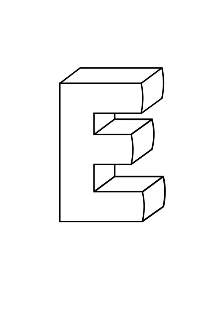 Printable Cursive Bubble Letter E