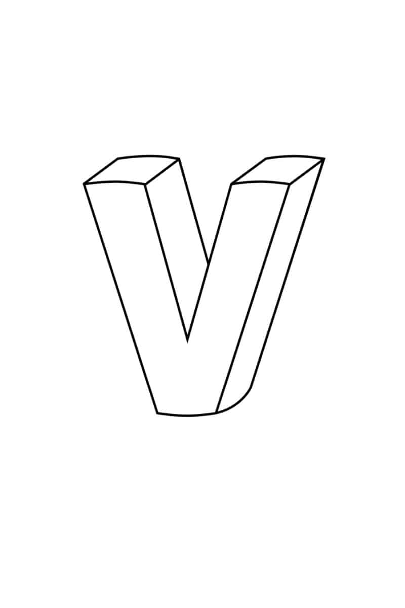 Printable Cute Bubble Letter V