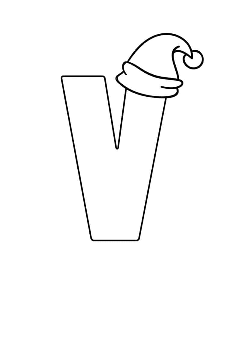 Printable Cute Bubble Letter V