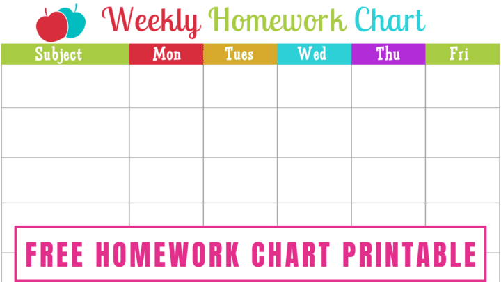 Free Homework Chart Printable - Freebie Finding Mom