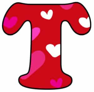 Free Printable Bubble Letters: Colorful Valentine Bubble Letter T