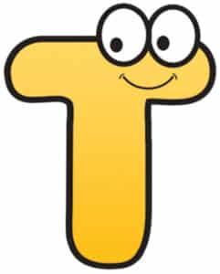 Free Printable Alphabet Letters: Colorful Cartoon Letter T