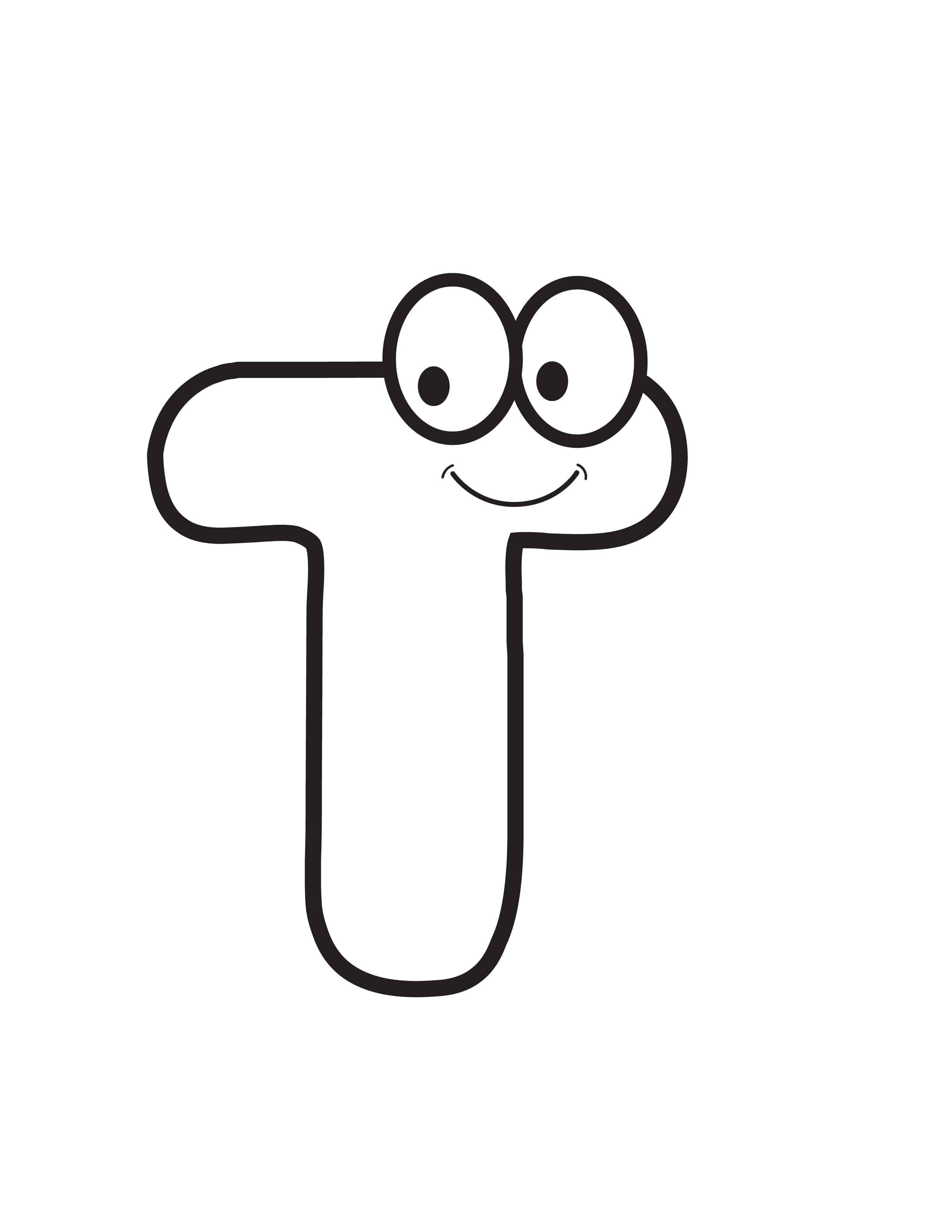 Free Printable Cartoon Letters: Cartoon Letter T