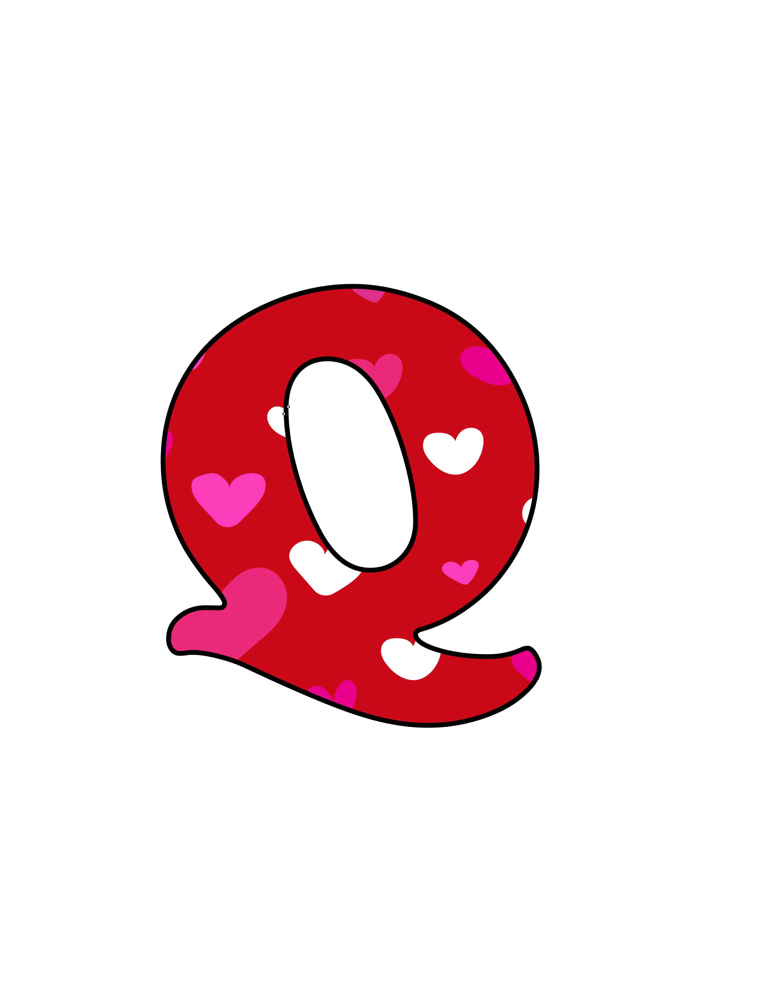 Free Printable Bubble Letters: Colorful Valentine Bubble Letter Q