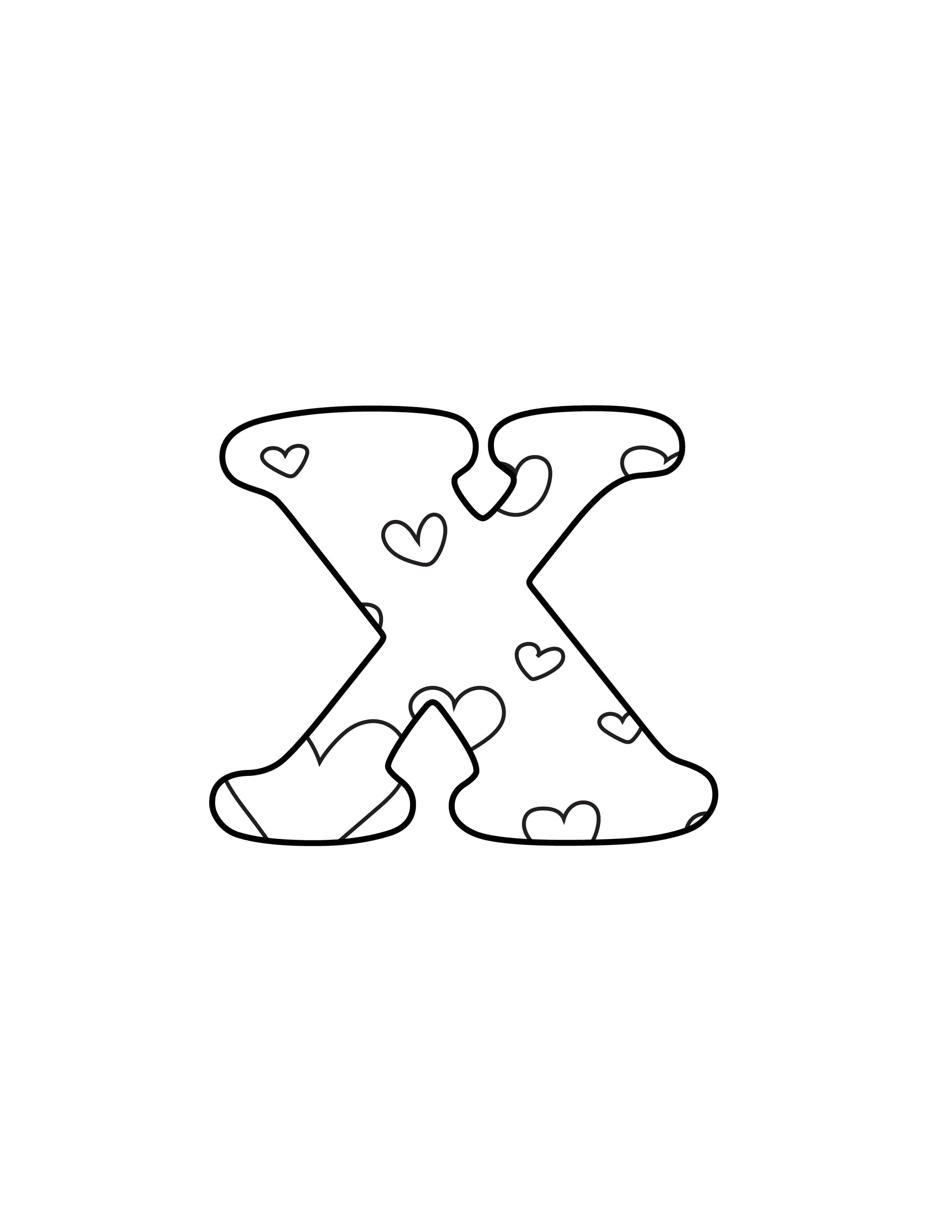 Free Printable Bubble Letters: Valentine Bubble Letter X