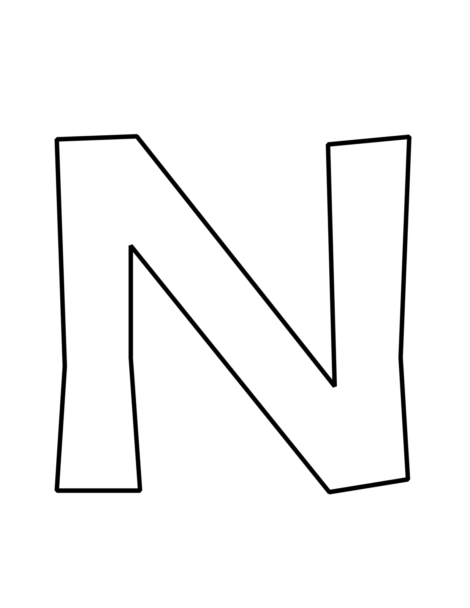 Printable Bubble Letters: Fancy Bubble Letter N