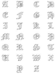 Free Printable Gothic Calligraphy Letters Set