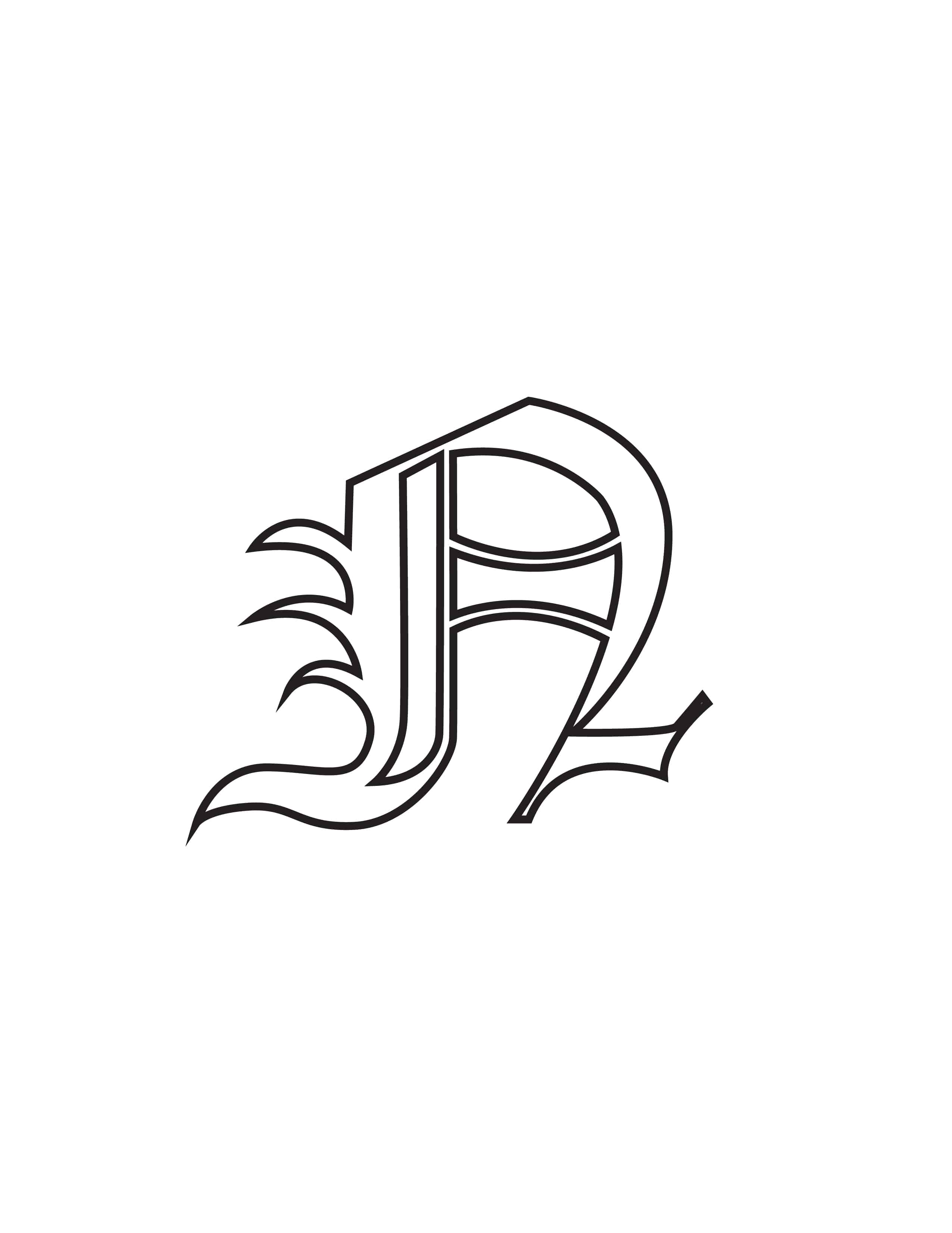 Free Printable Alphabet Letters: Gothic Calligraphy Capital N