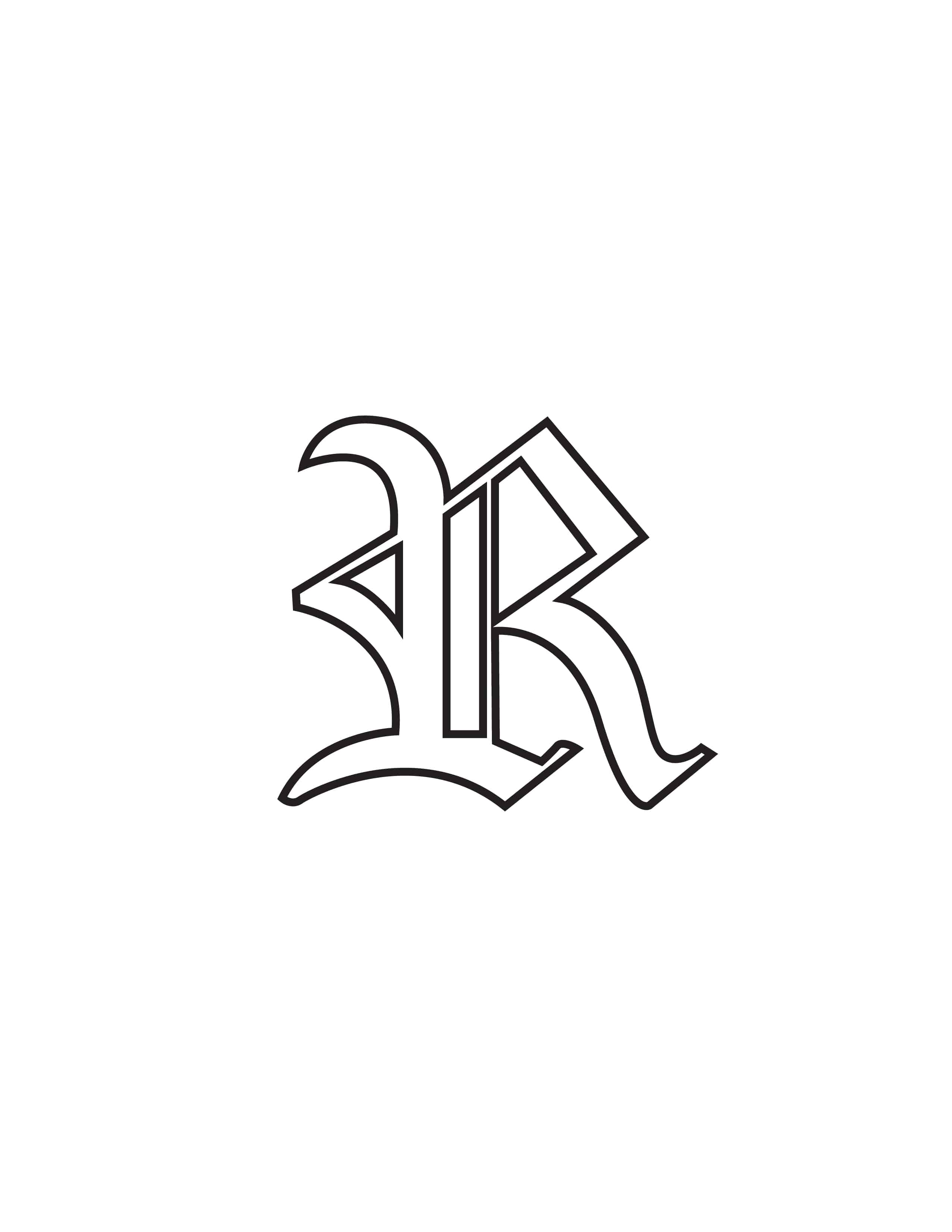 Free Printable Alphabet Letters: Gothic Calligraphy Capital R