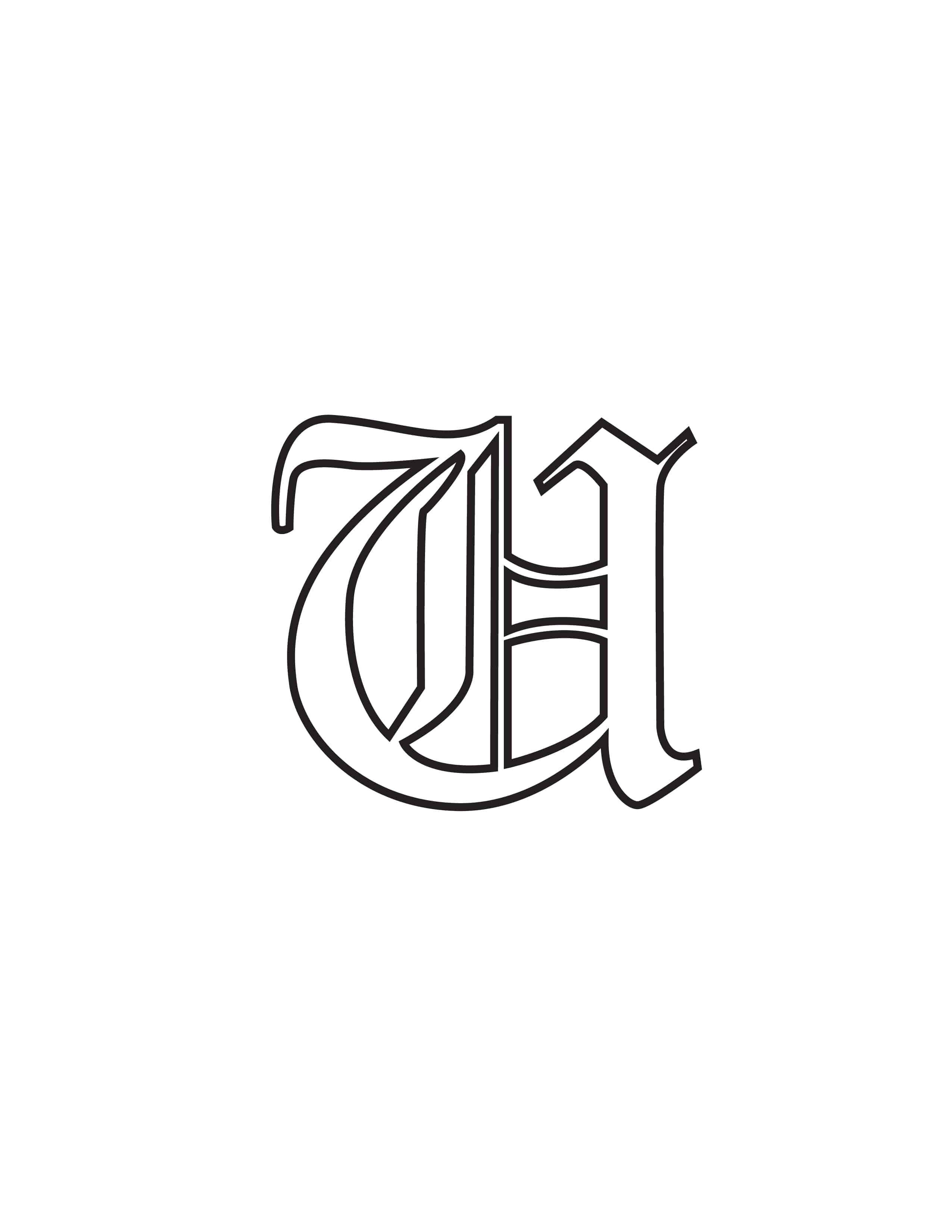 Free Printable Alphabet Letters: Gothic Calligraphy Capital U