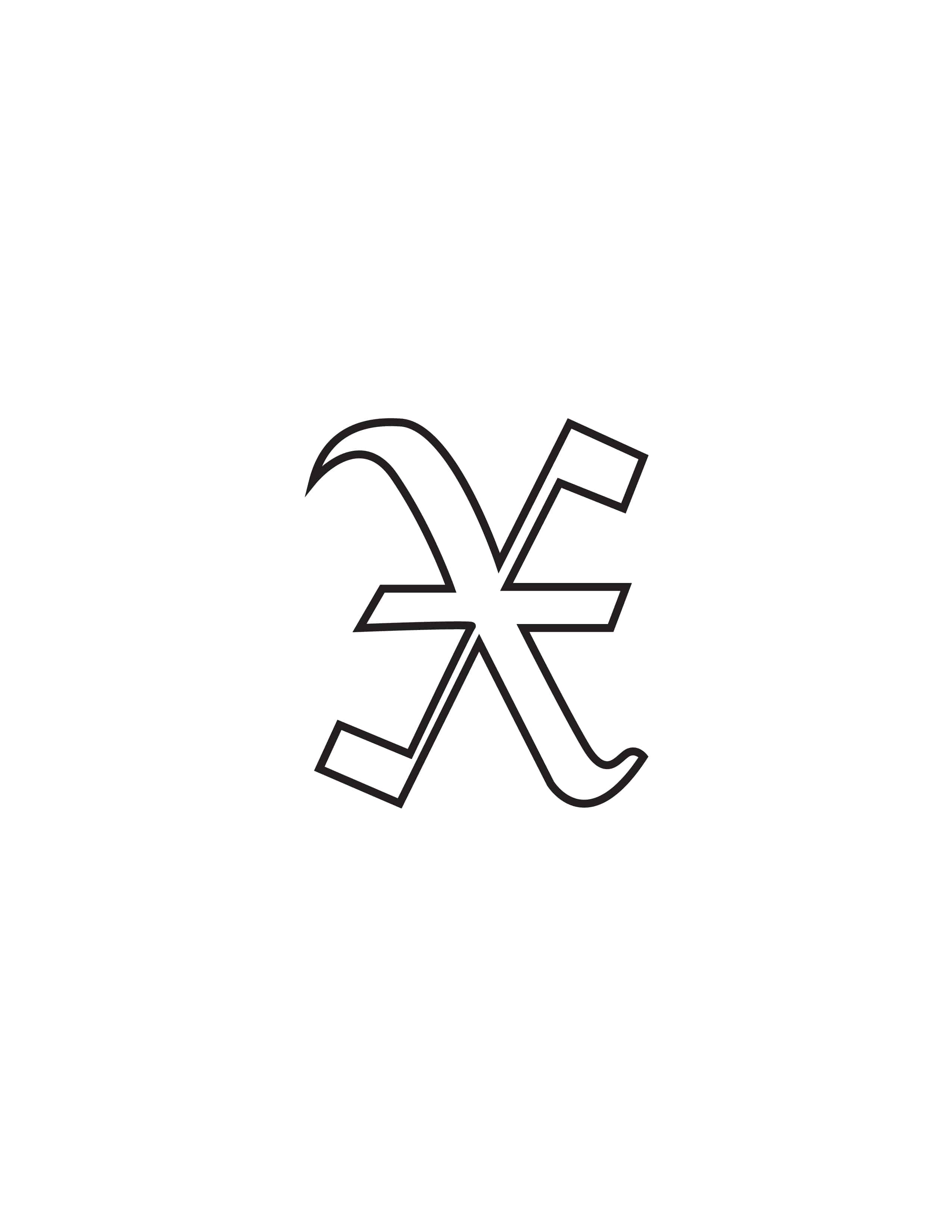 Free Printable Alphabet Letters: Gothic Calligraphy Capital X