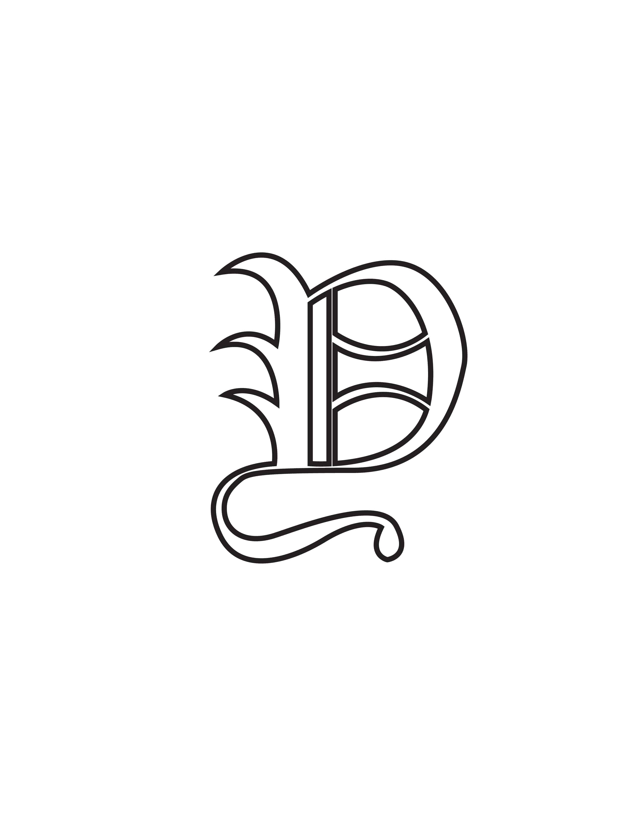 Free Printable Alphabet Letters: Gothic Calligraphy Capital Y