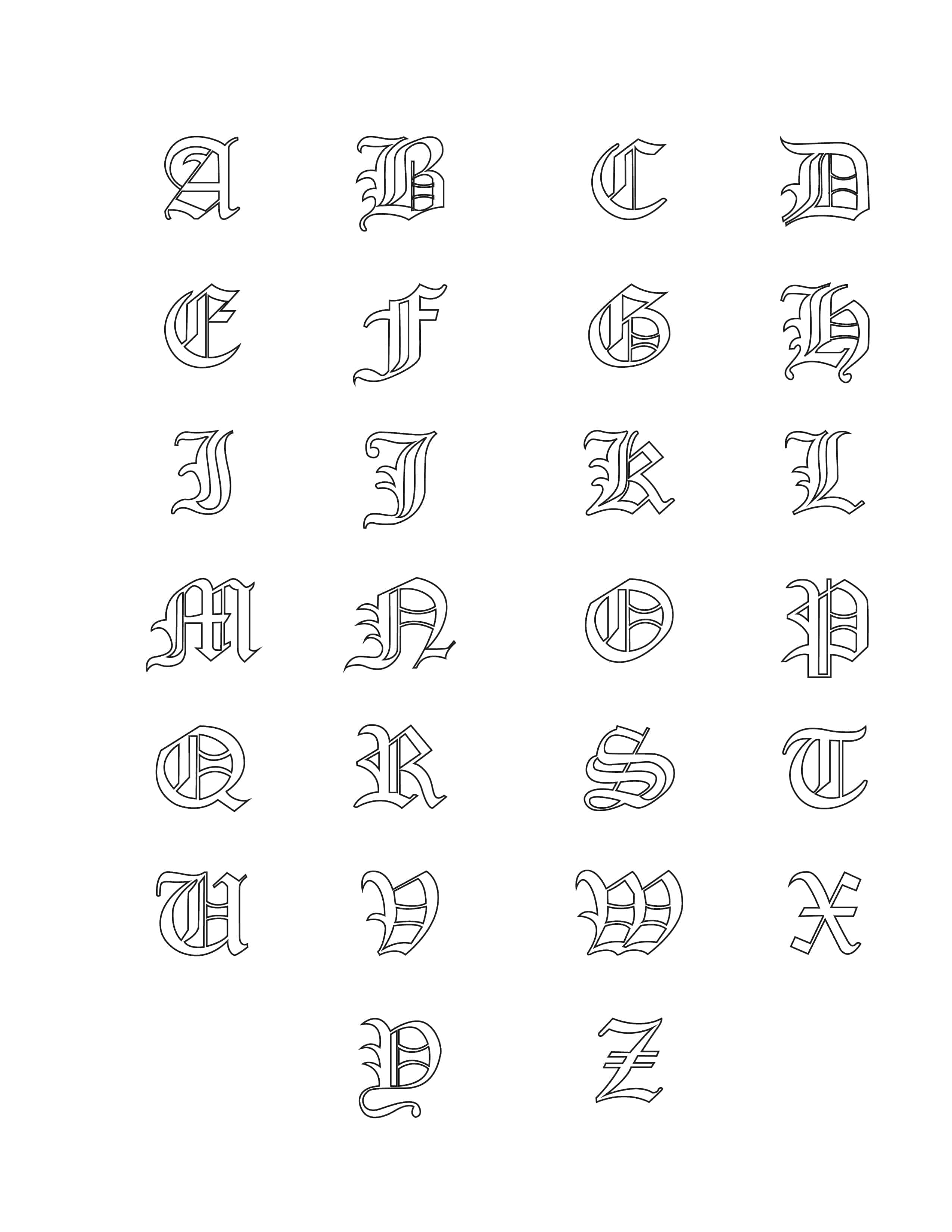 Free Printable Gothic Calligraphy Letters Set