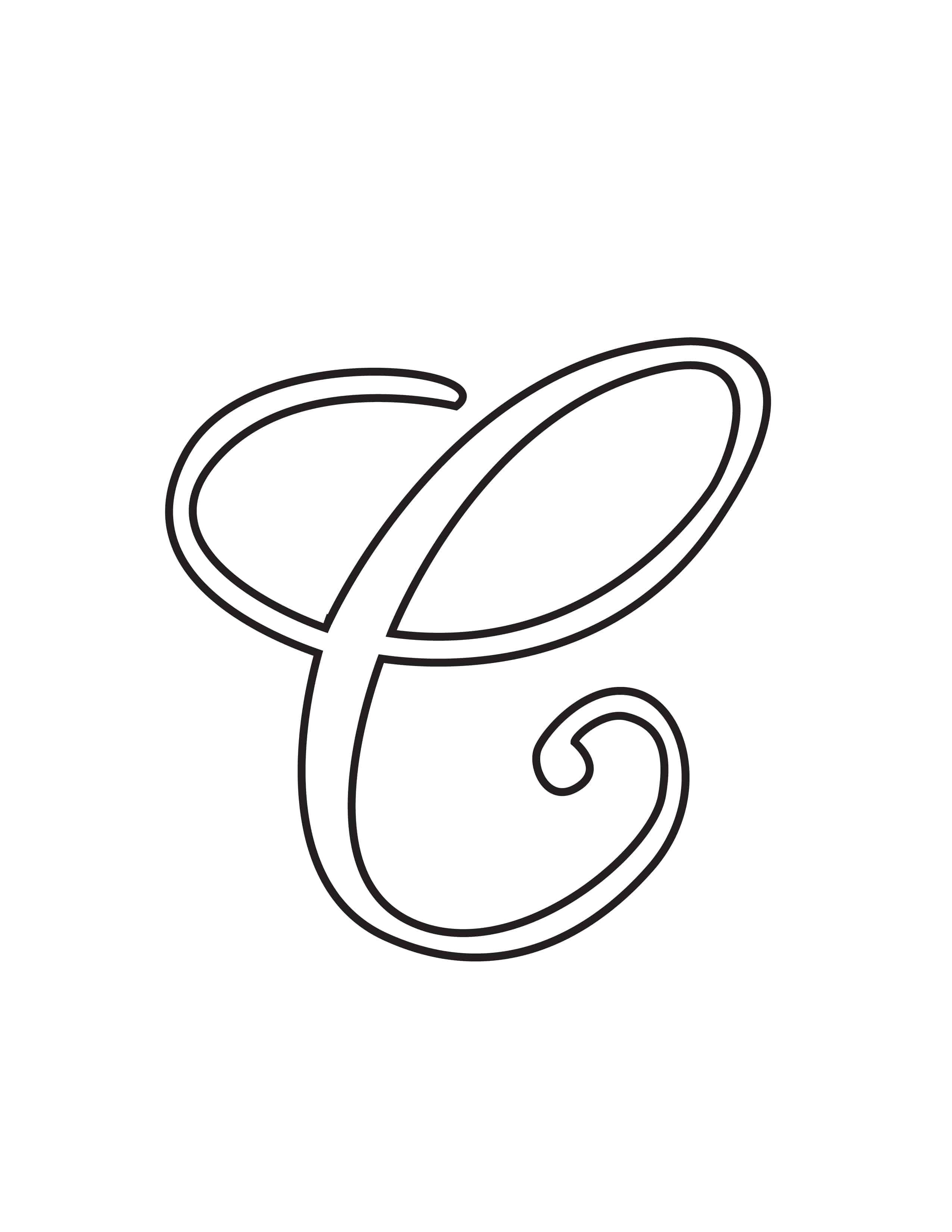 Free Printable Uppercase Calligraphy Letters Calligraphy Letter C 