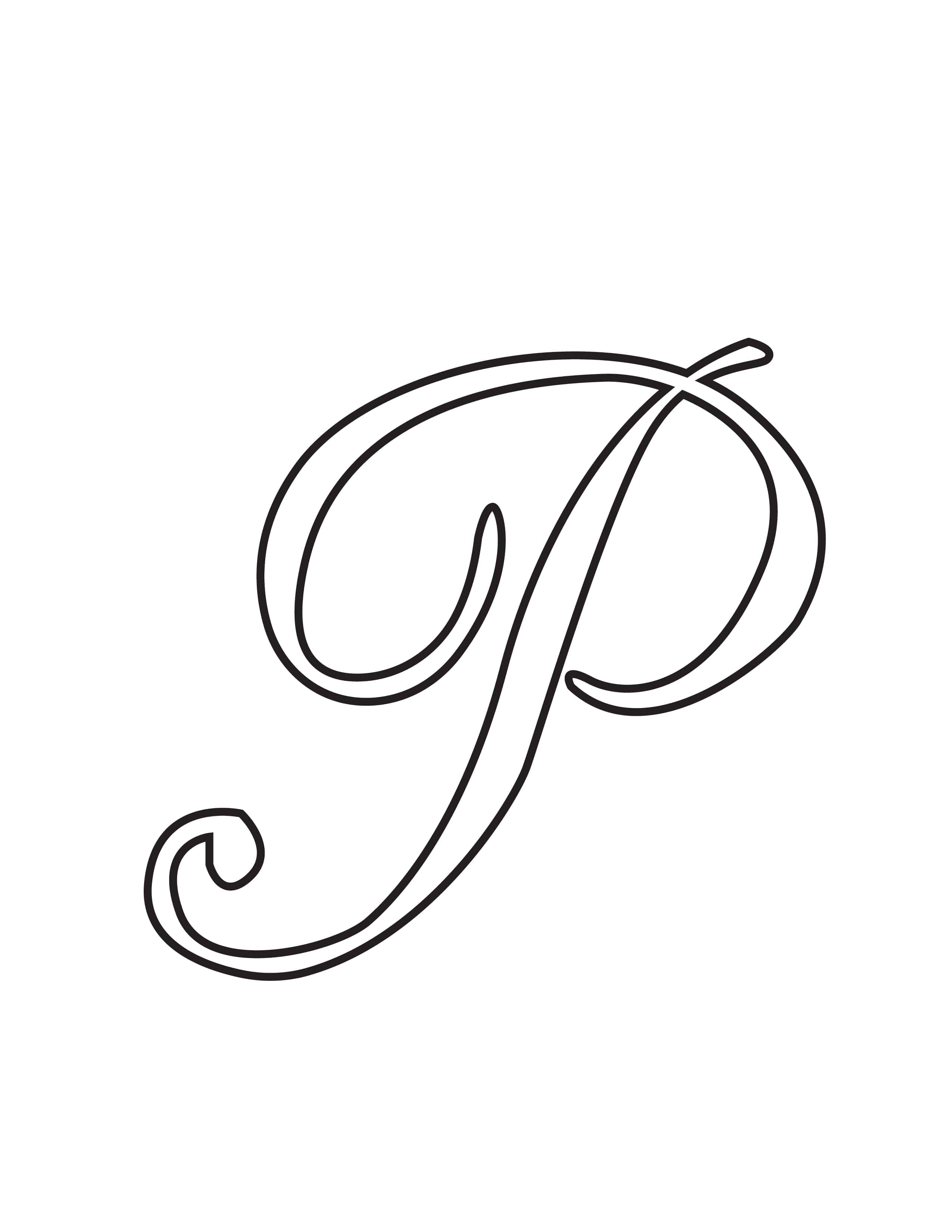 Free Printable Uppercase Calligraphy Letters Calligraphy Letter P 