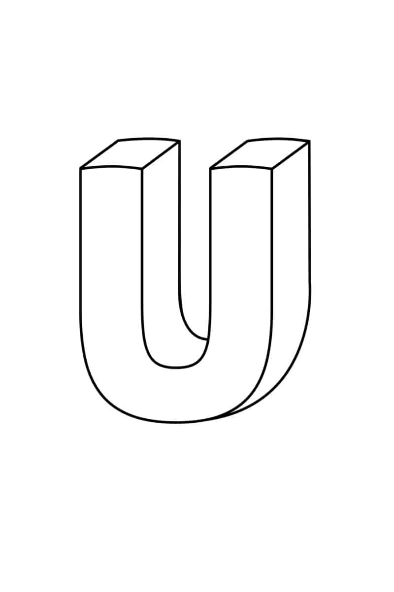 Printable Cursive Bubble Letter U