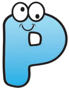 Free Printable Alphabet Letters: Colorful Cartoon Letter P