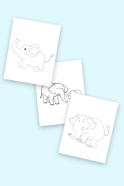 3 Free Printable Elephant Outline Drawings