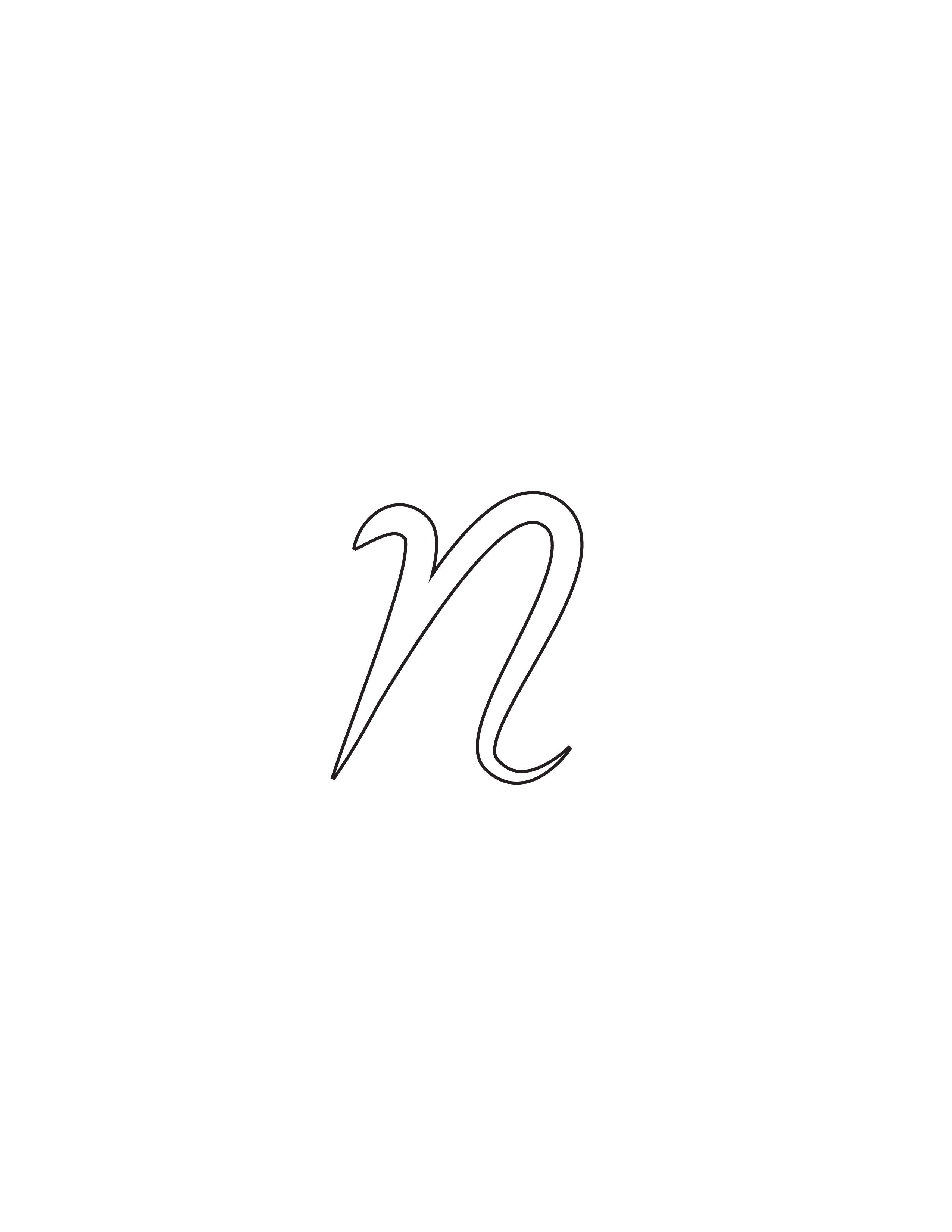 Free Printable Alphabet Letters: Calligraphy Lowercase N