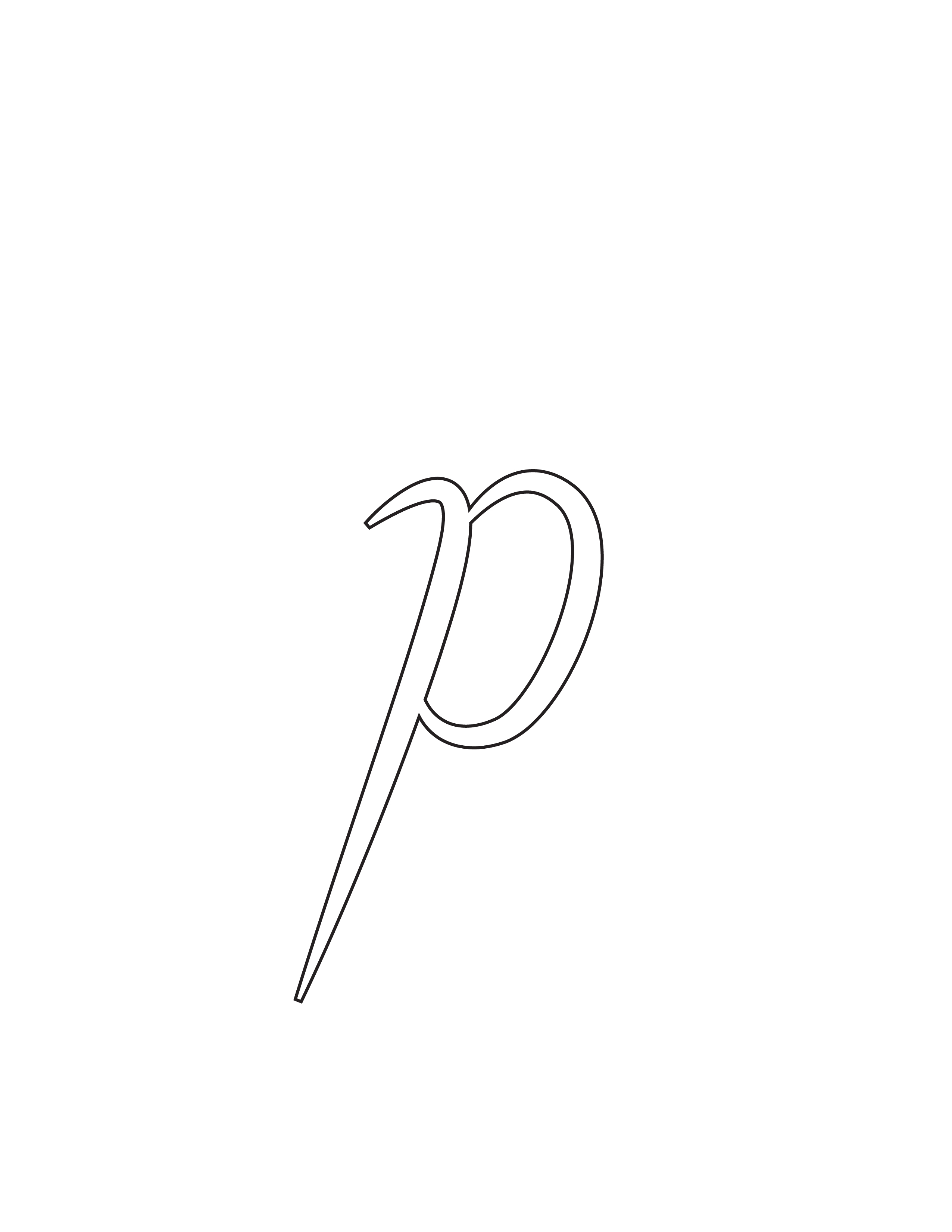 Free Printable Alphabet Letters: Calligraphy Lowercase P