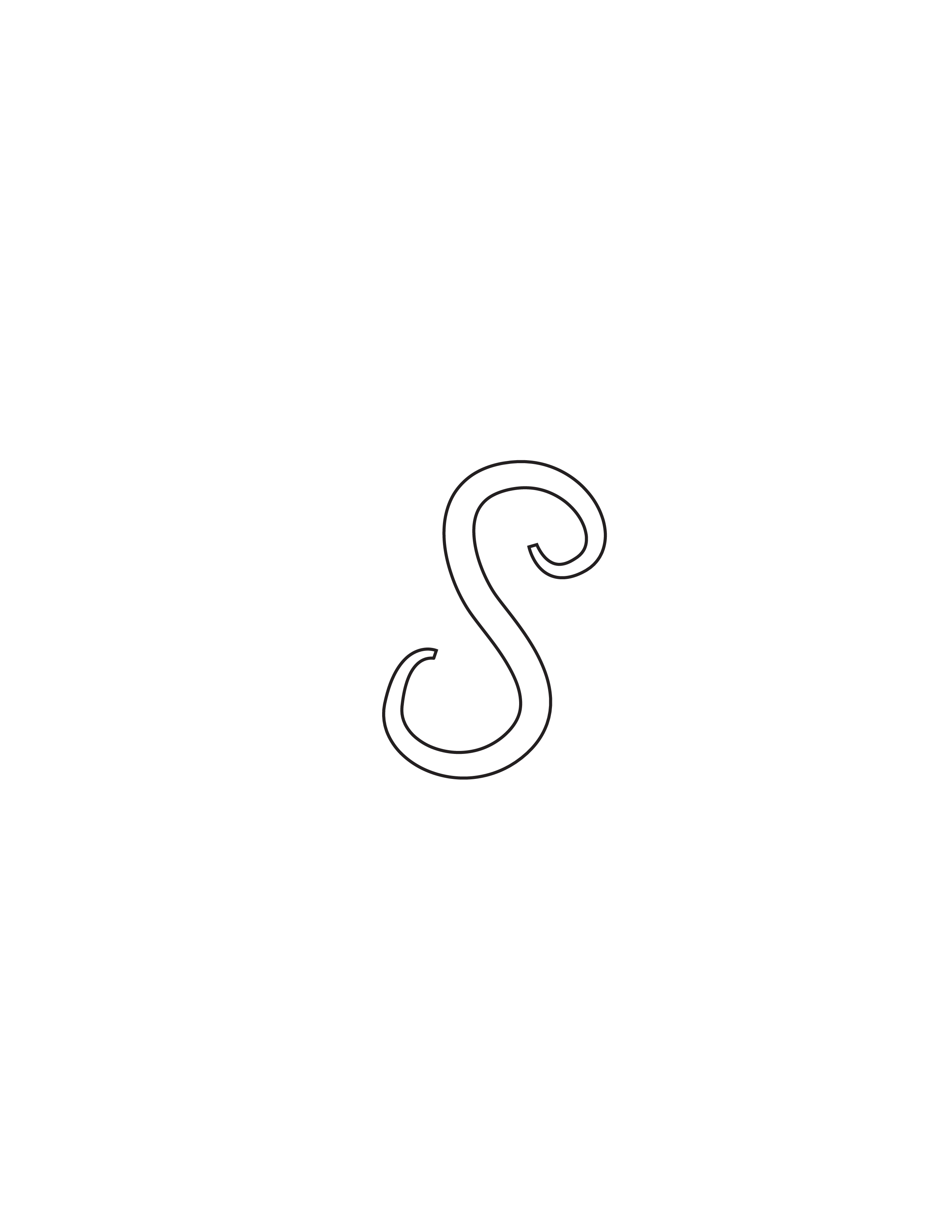 Free Printable Alphabet Letters: Calligraphy Lowercase S