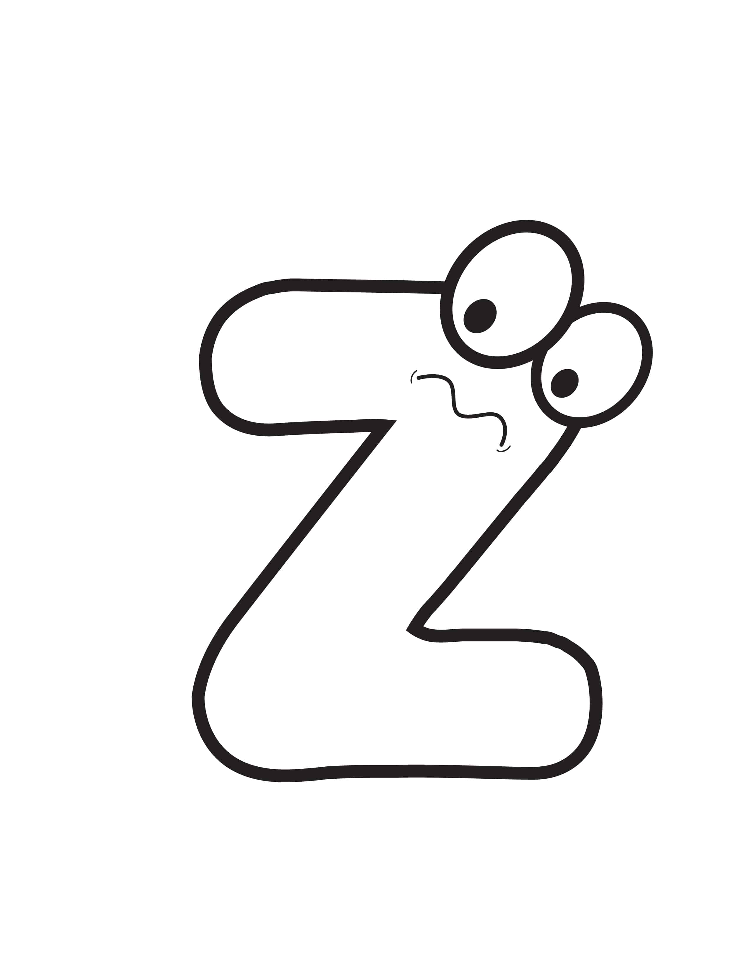 Free Printable Cartoon Letters: Cartoon Letter Z