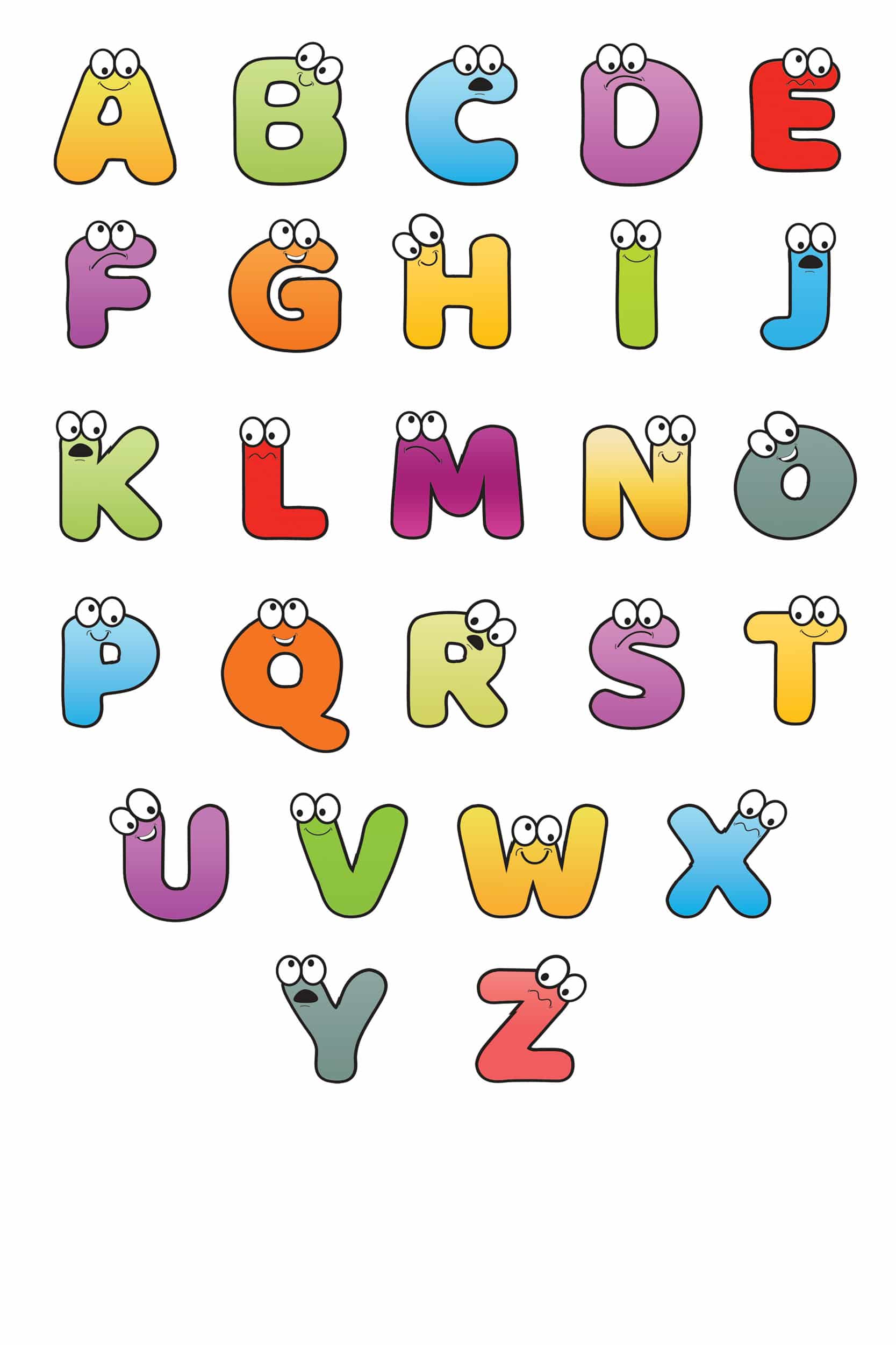 Free Printable Colorful Cartoon Letters Alphabet